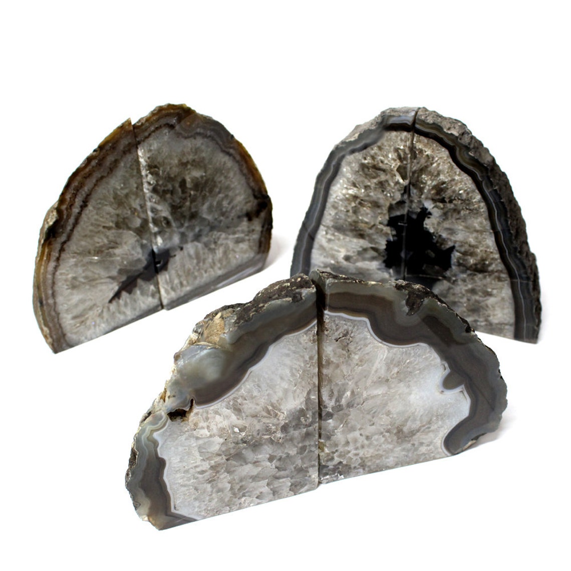 Black Agate Bookend Pair 6 to 9 Lb Geode Bookend Home - Etsy