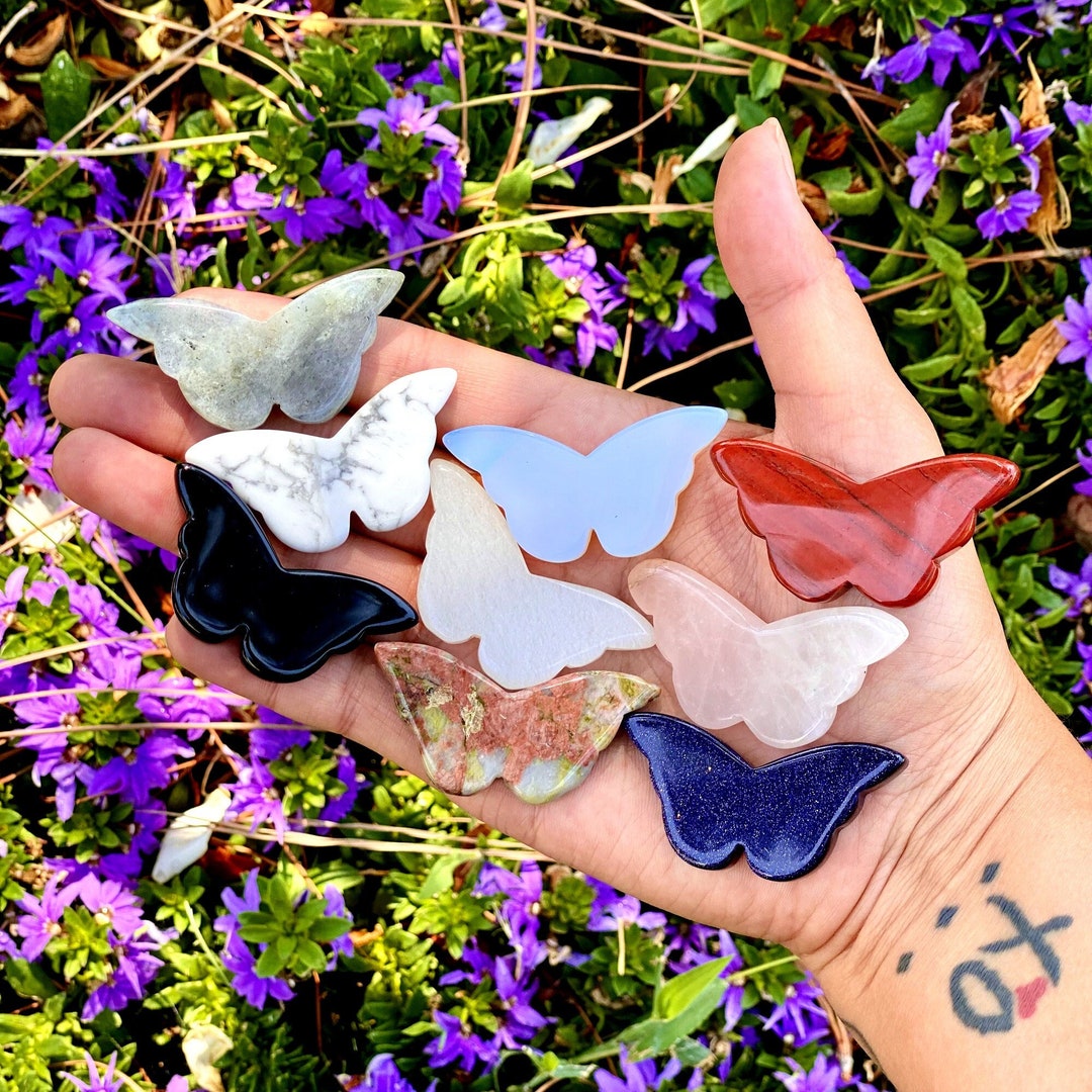 Butterfly Gemstone Slice - Carved Stone - Etsy
