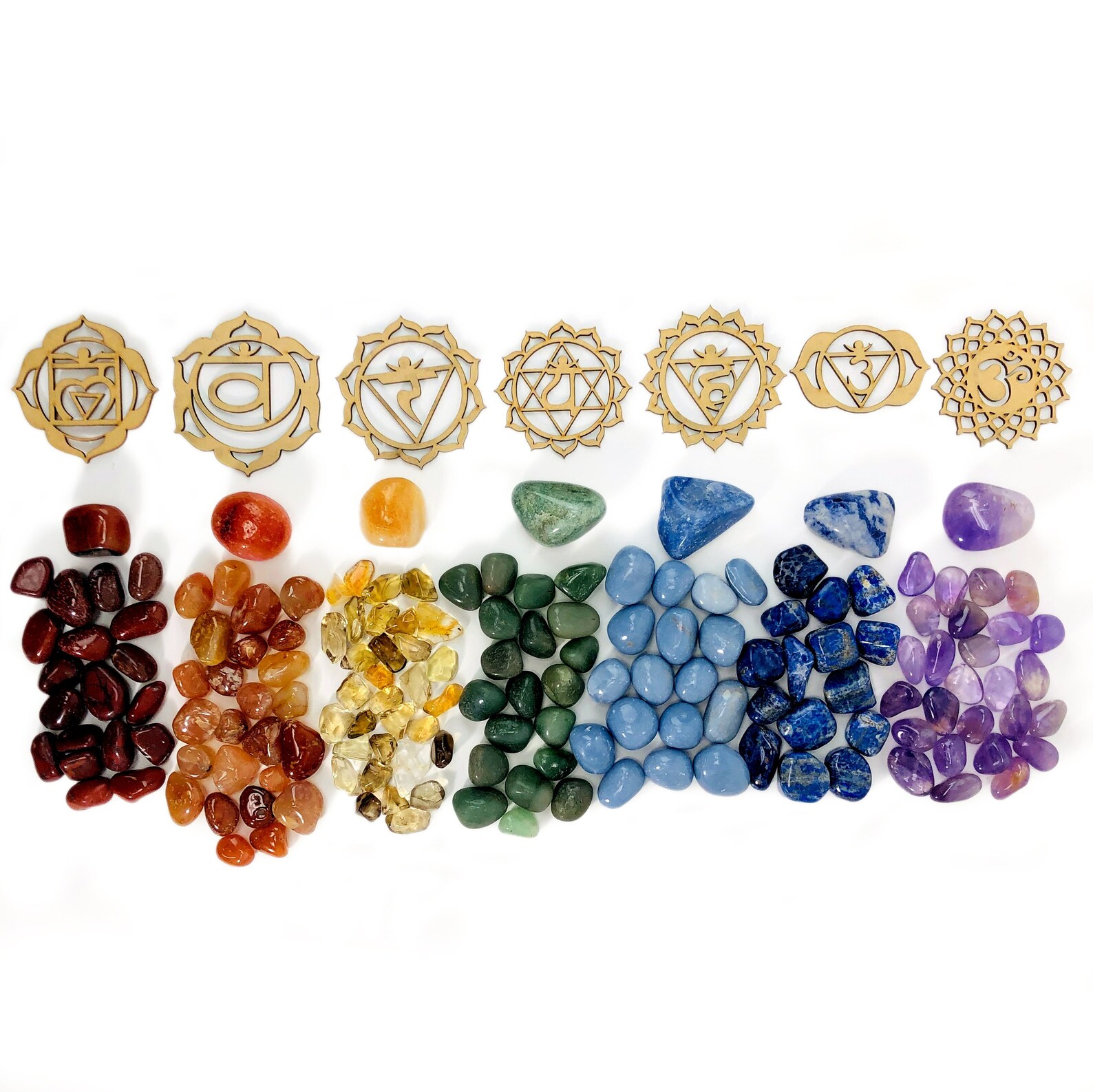Crystal Grid Set 7 Chakra Wooden Symbols - Set (RK17-10) - Etsy