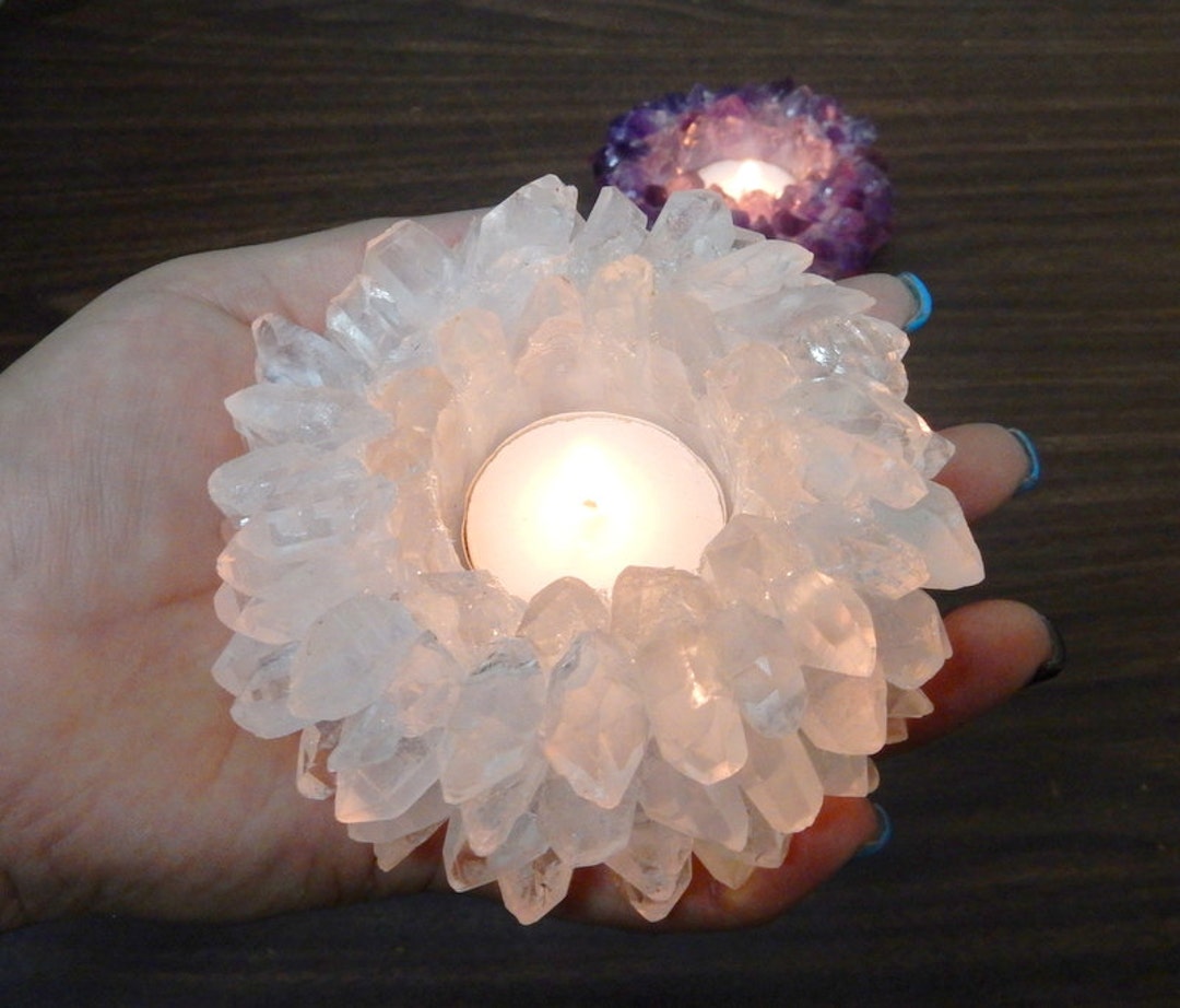 Crystal Quartz Point Candle Holder (RK6A-10) - Etsy