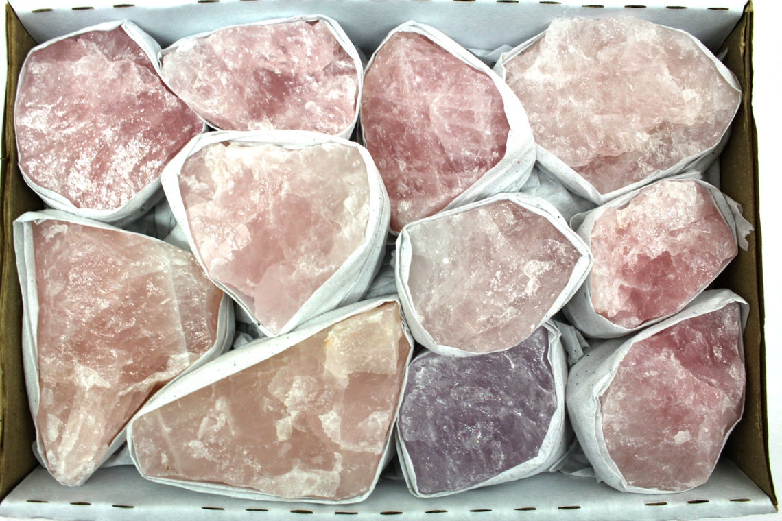 Rough Rose Quartz Flat Box Box Size 7.5x5x2 - Etsy