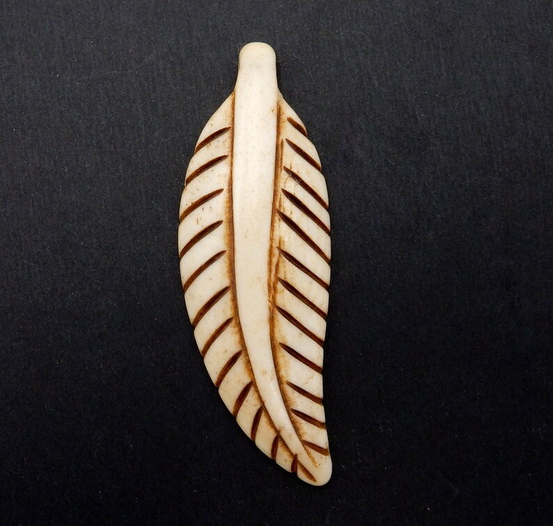 Bone Leaf Gorgeous Light Brown Carved Bone Leaf Top Side - Etsy