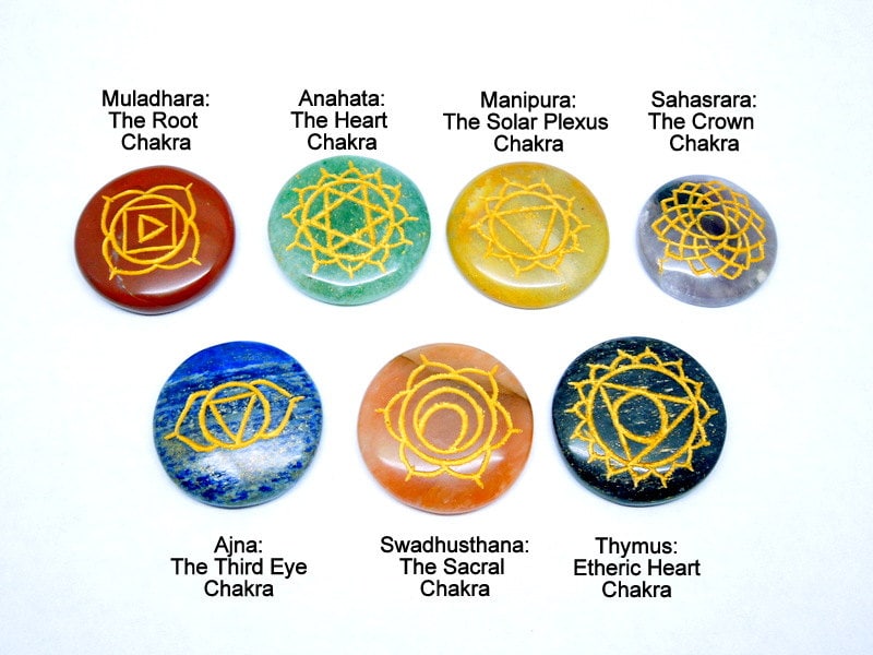 Chakra Stones Engraved Round Chakra Stone Disks RK8B19 - Etsy