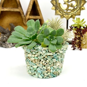 Tumbled Stone Pot - Custom Handmade With Natural Polished Stones - You ...