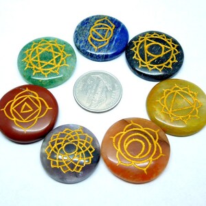 Chakra Stones -- Engraved Round Chakra Stone Disks Crystals Minerals ...