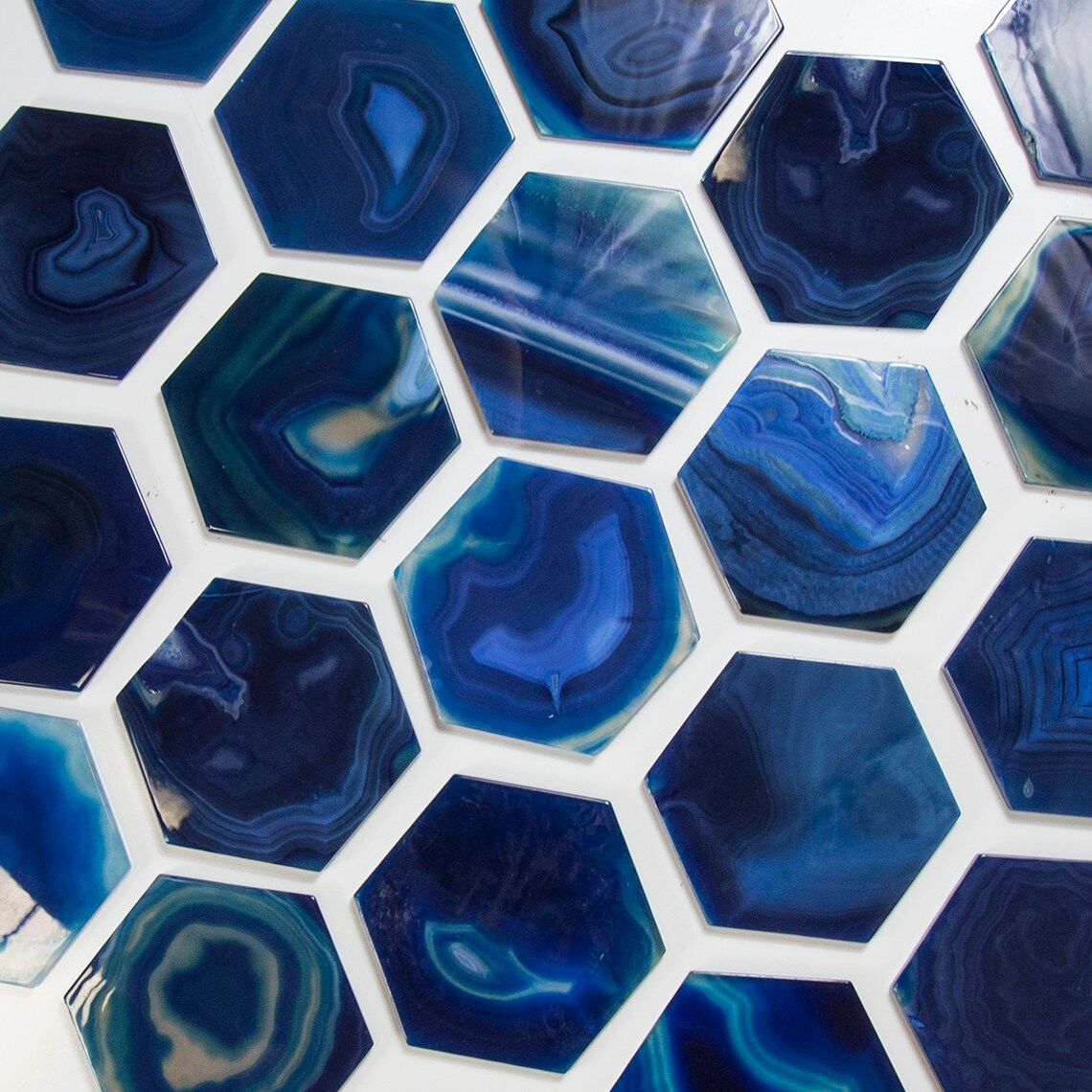 Stone Coasters - Polished Hexagon Agate and Quartz Slice - Home Decor ...