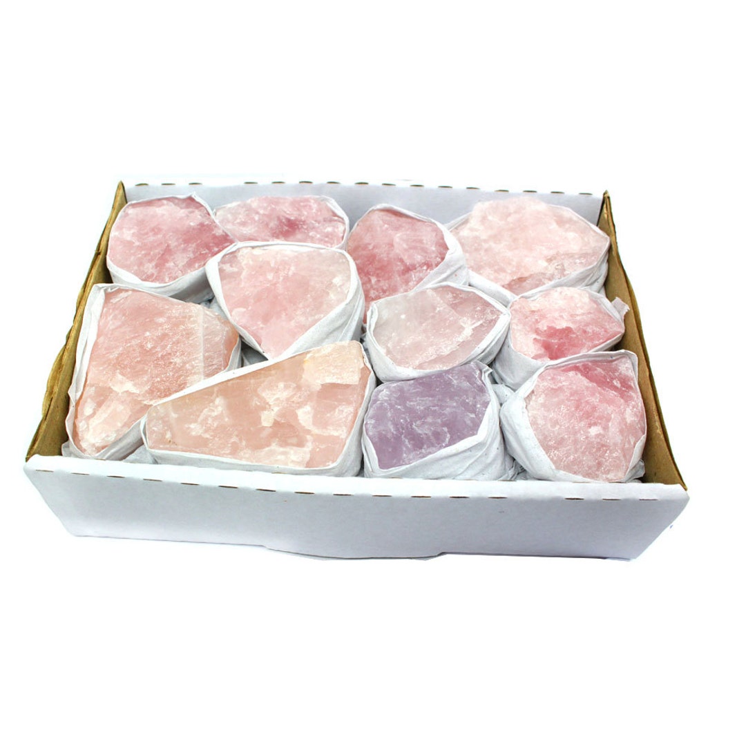 Rough Rose Quartz Flat Box Box Size 7.5x5x2 Brazilian Crystals and ...