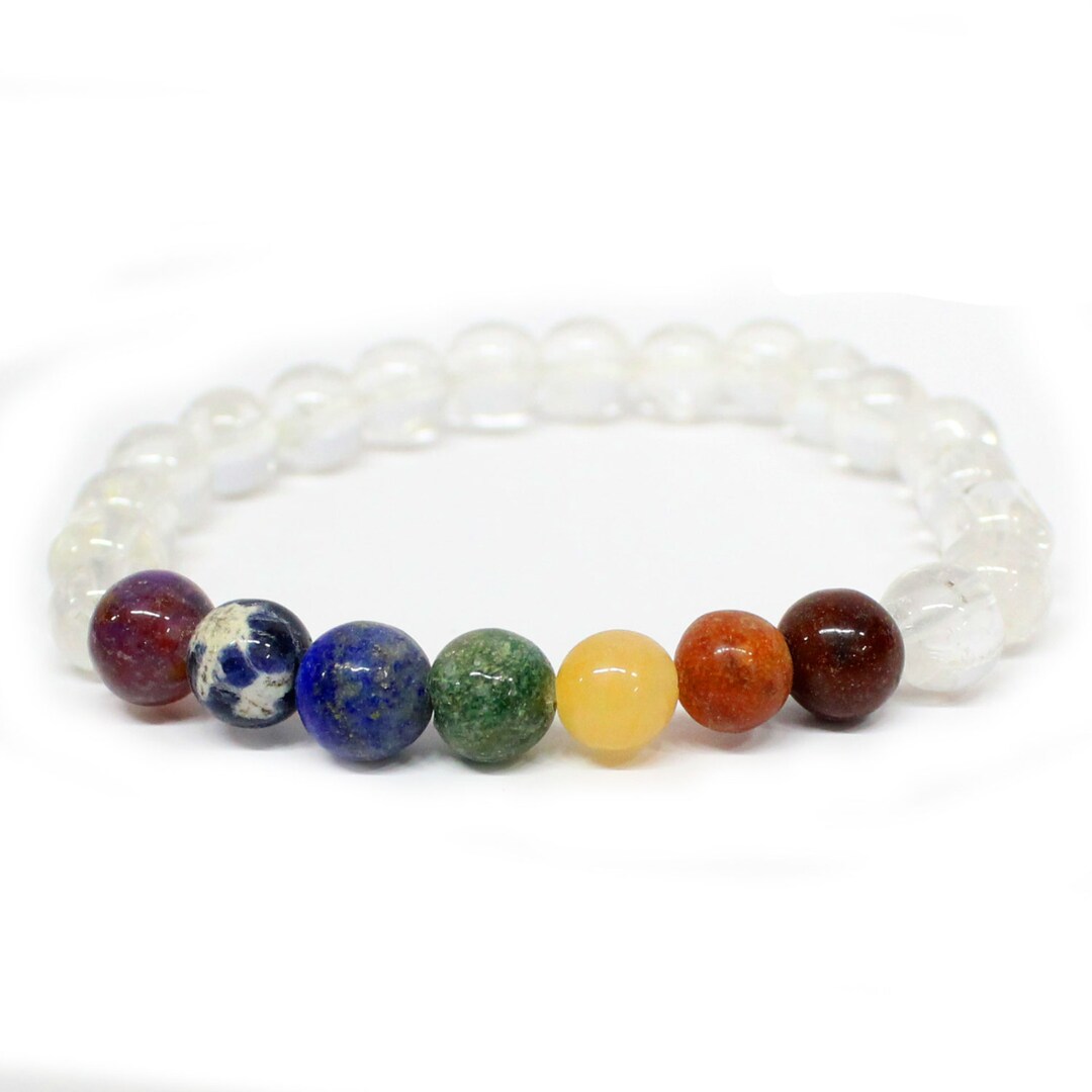 7 Stone Chakra Bead Bracelet Seven Chakra Gem Stone Bracelet Withe ...
