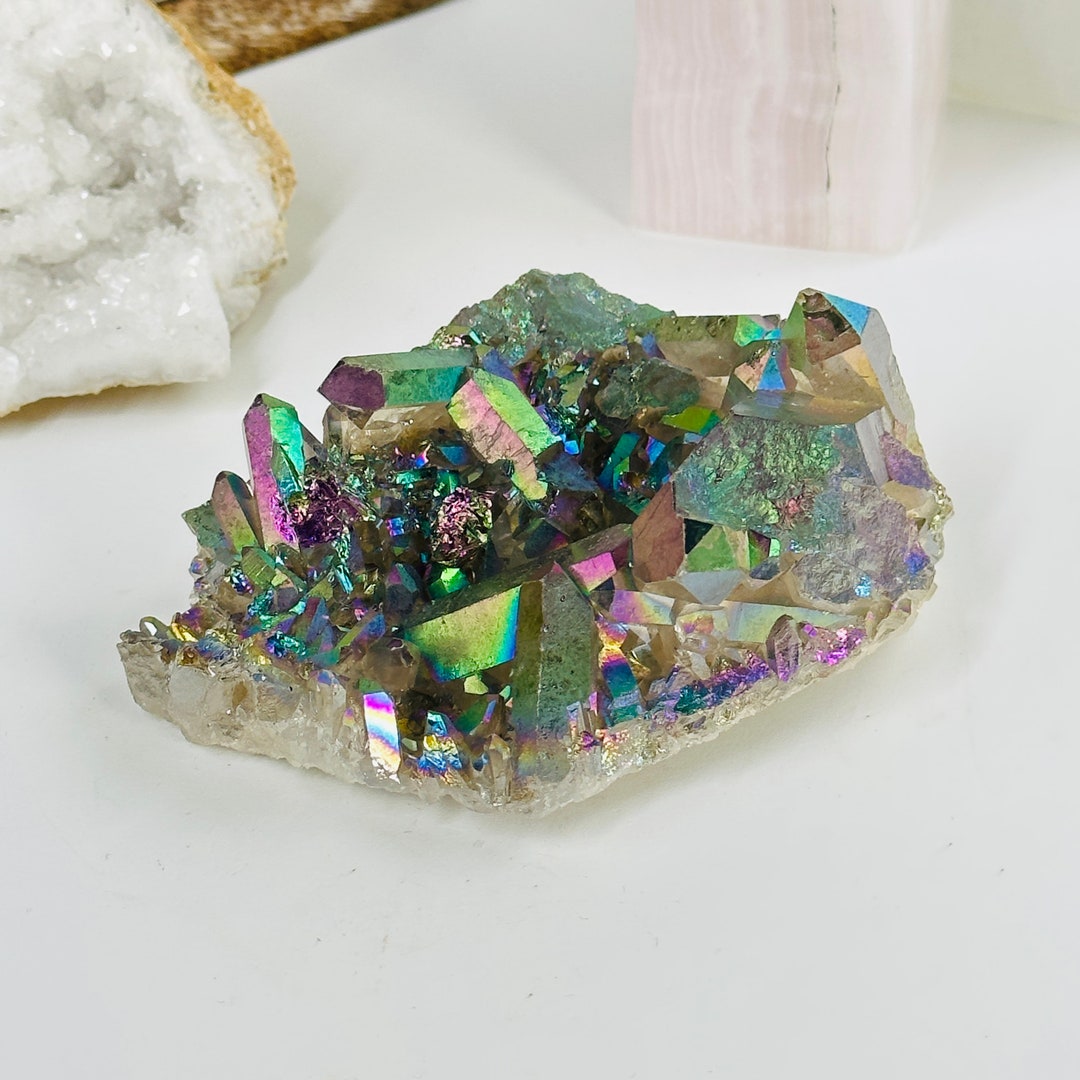 Rainbow Titanium Coated Crystal Quartz Cluster - Etsy