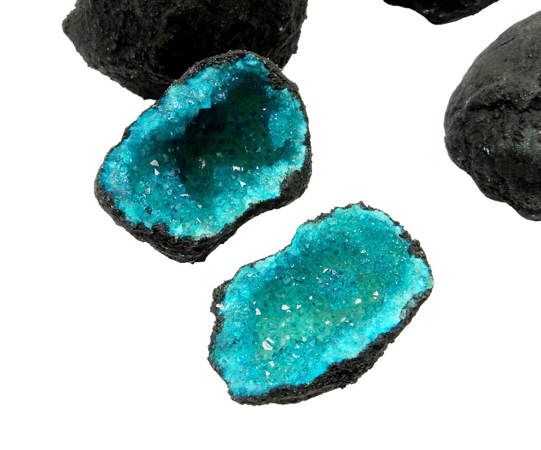 Open Your Own Geode - Teal Dyed Druzy Geodes - Gorgeous Display Piece ...