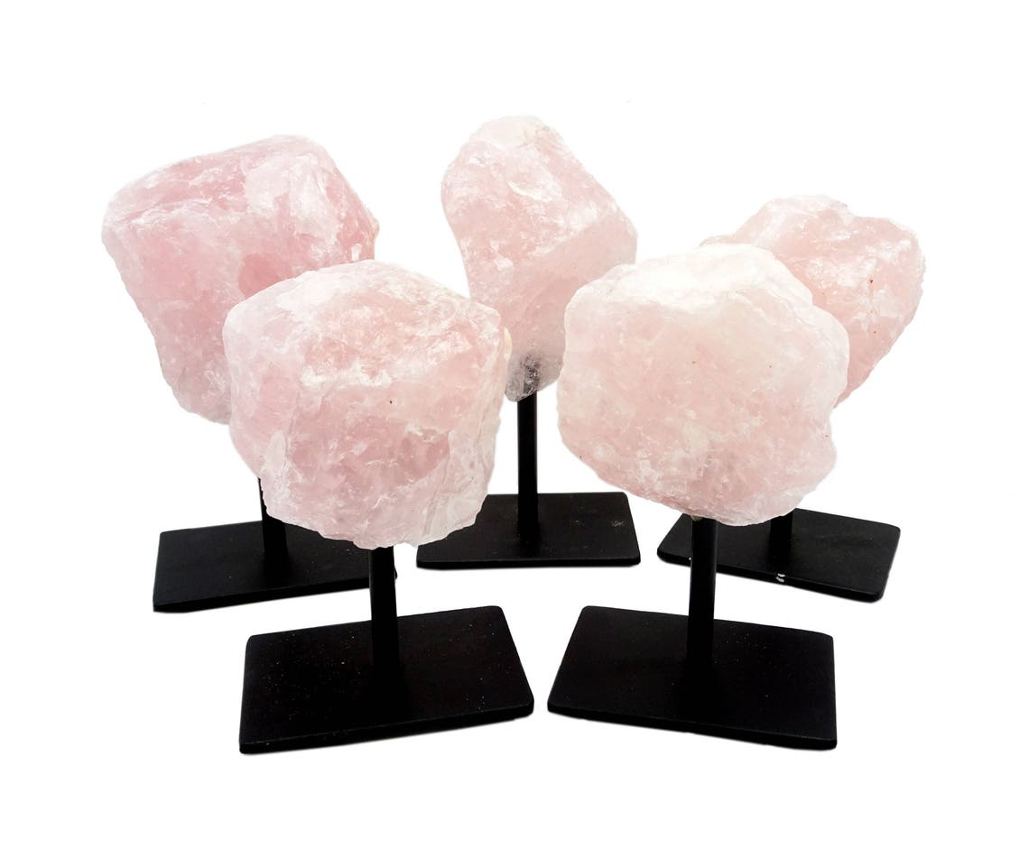 Rose Quartz on Metal Stand Metal Stand Crystal Healing | Etsy