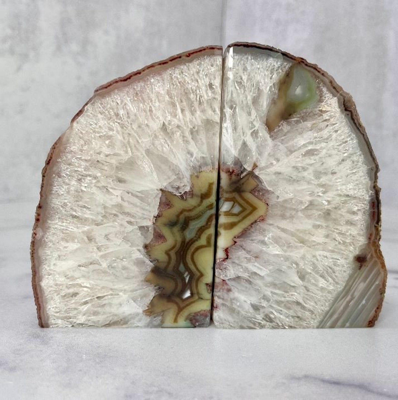 Agate Book Ends Green Agate Bookend Pair 1 to 3 Lb Geode - Etsy