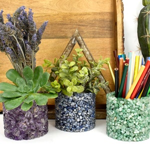 Tumbled Stone Pot/holder Custom Handmade With Natural Polished Stones ...
