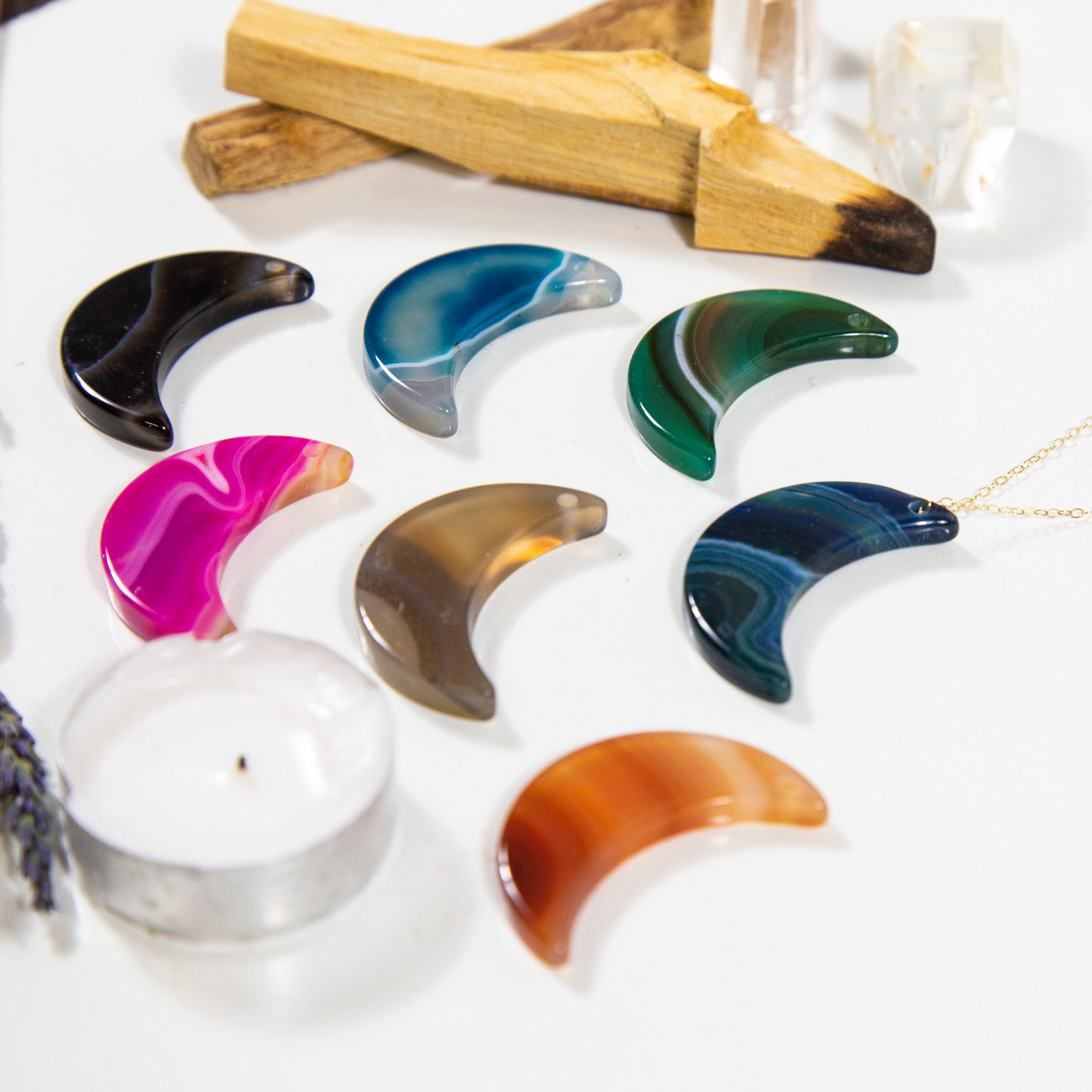 Drilled Half Moon Agate - Crafts - Wire Wrapping - Crystal Healing ...