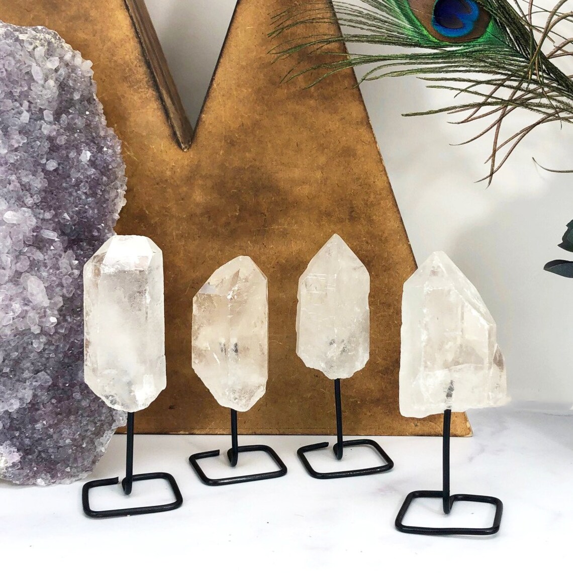 Natural Stone Crystal on Metal Stand - Home Decor - Etsy