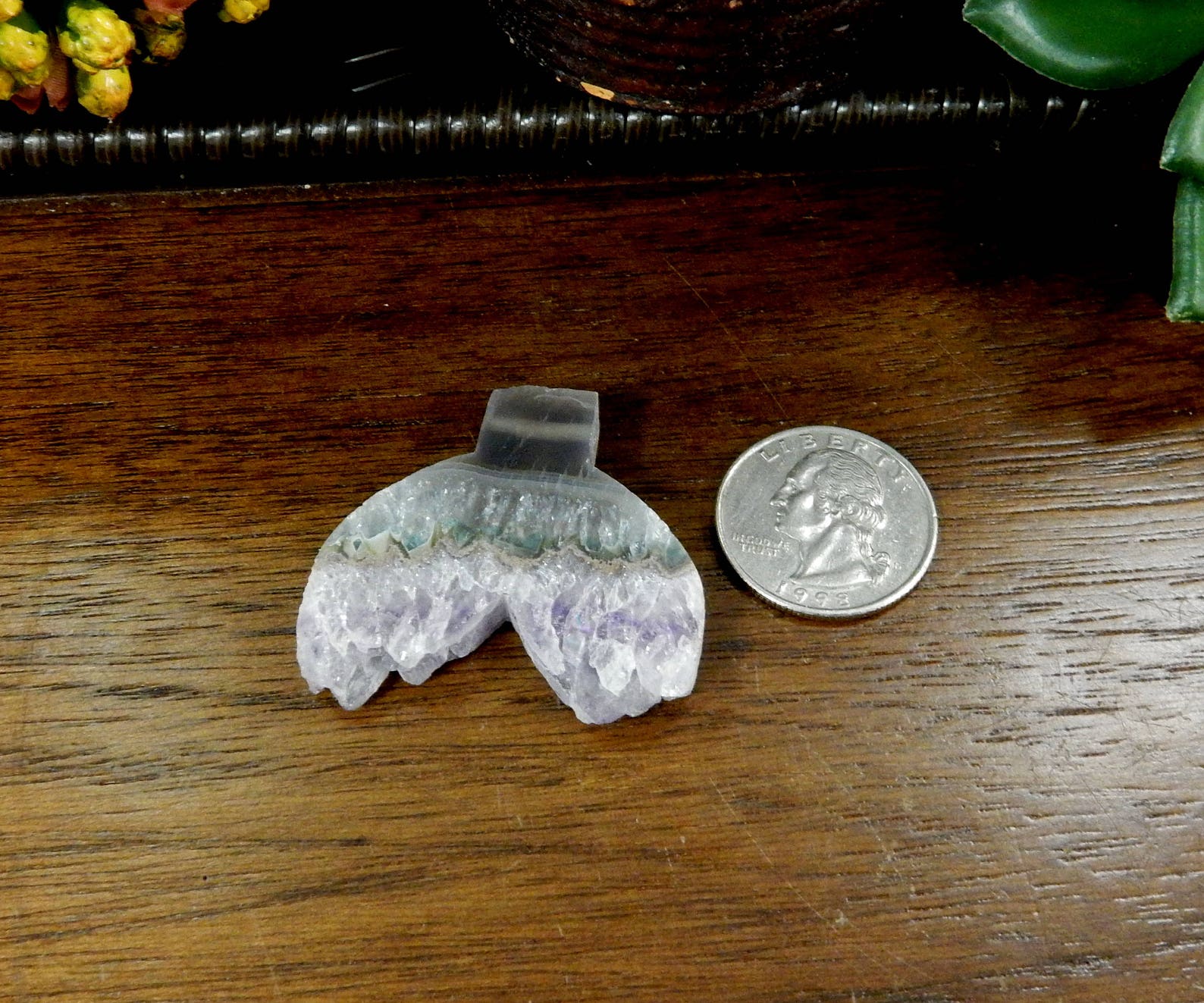 Amethyst Stalactite Slice Mermaid Tail Shaped Cabochon - Top Side ...