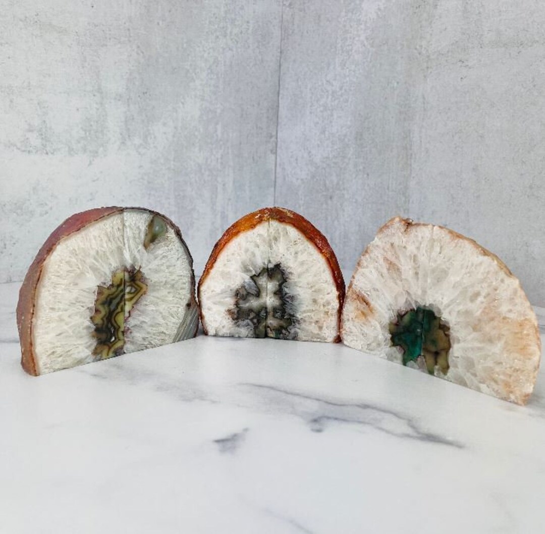 Agate Book Ends Green Agate Bookend Pair - 1 to 3 Lb - Geode Bookend ...