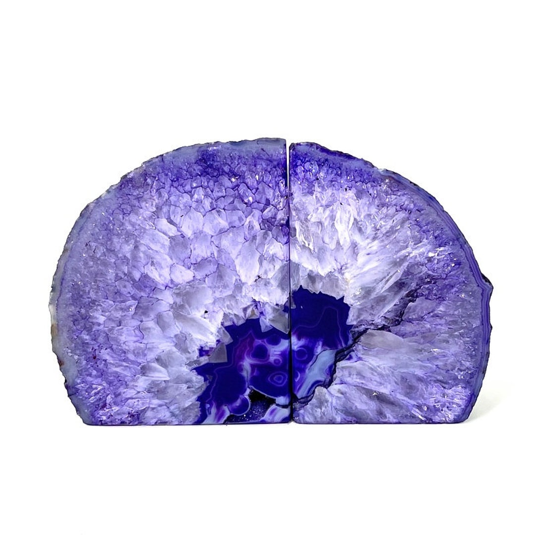 Purple Agate Bookends – Geode Pair, Handmade Home Decor - Etsy