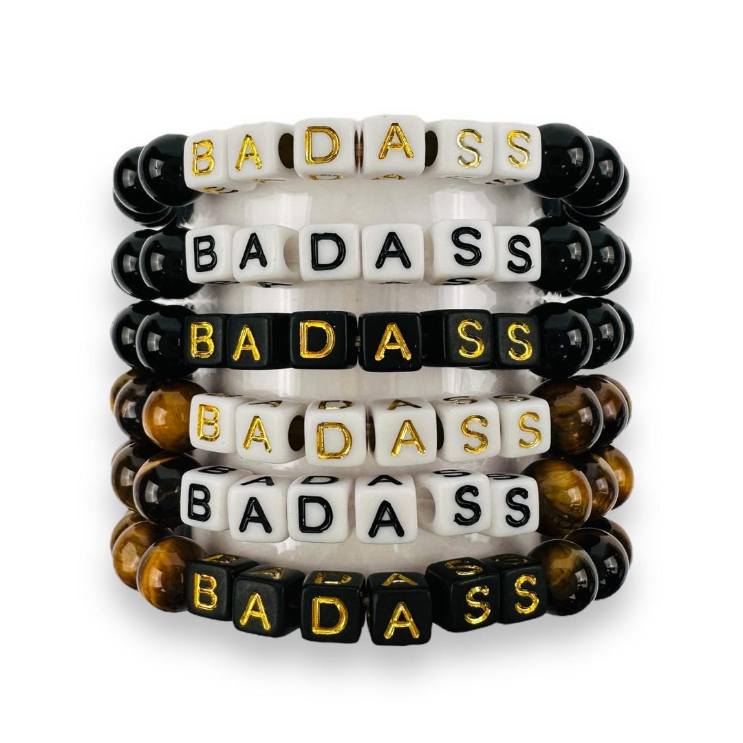 Crystal Mala Bead BAD ASS - Letter Beads Bracelet Healing Stone Crystal ...