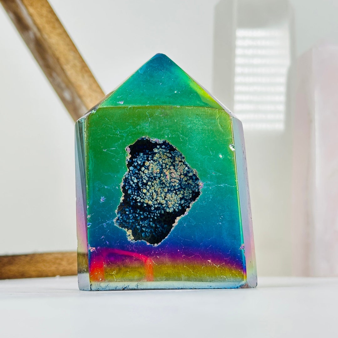 Rainbow Titanium Agate Crystal Point OOAK - Etsy