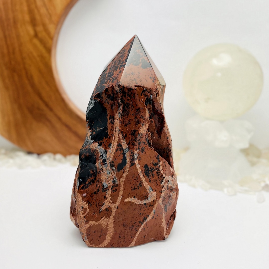 Red Mahogany Obsidian Point Stone – Hand Polished Display Piece - Etsy