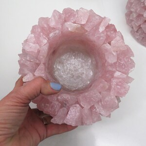 Rose Quartz Crystal Plant Holder - Pink Stone Pot - Home Decor - Sacred ...