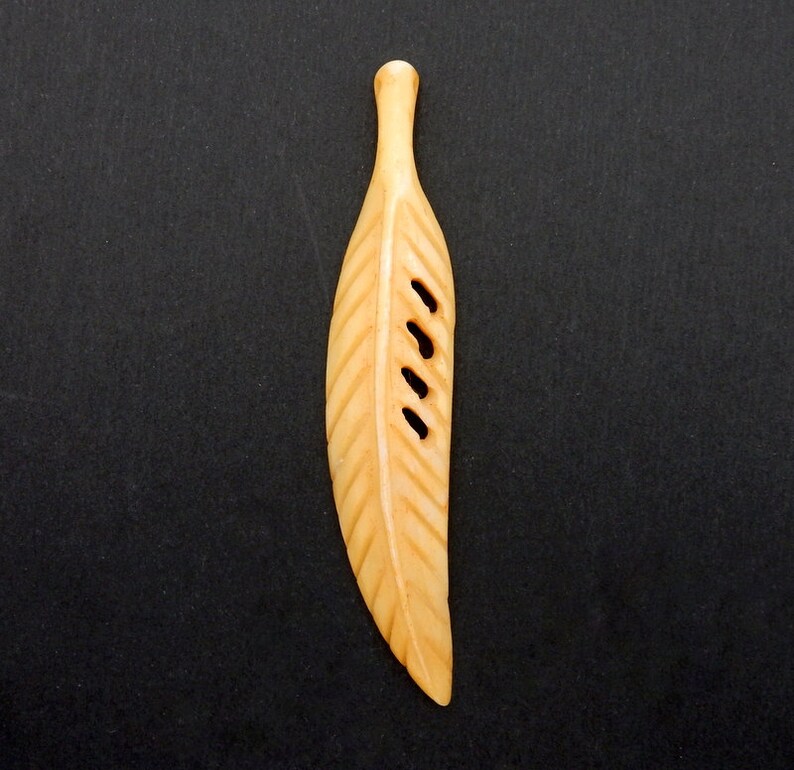 Bone Leaf Beautiful Light Brown Carved Bone Leaf Top Side | Etsy