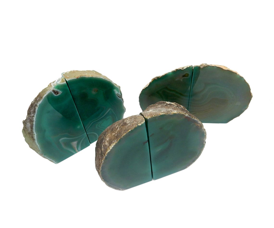 Agate Book Ends Green Agate Bookend Pair 1 to 3 Lb Geode - Etsy