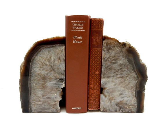 Black Agate Bookend Pair 9 to 12 lb Geode Bookend Home | Etsy