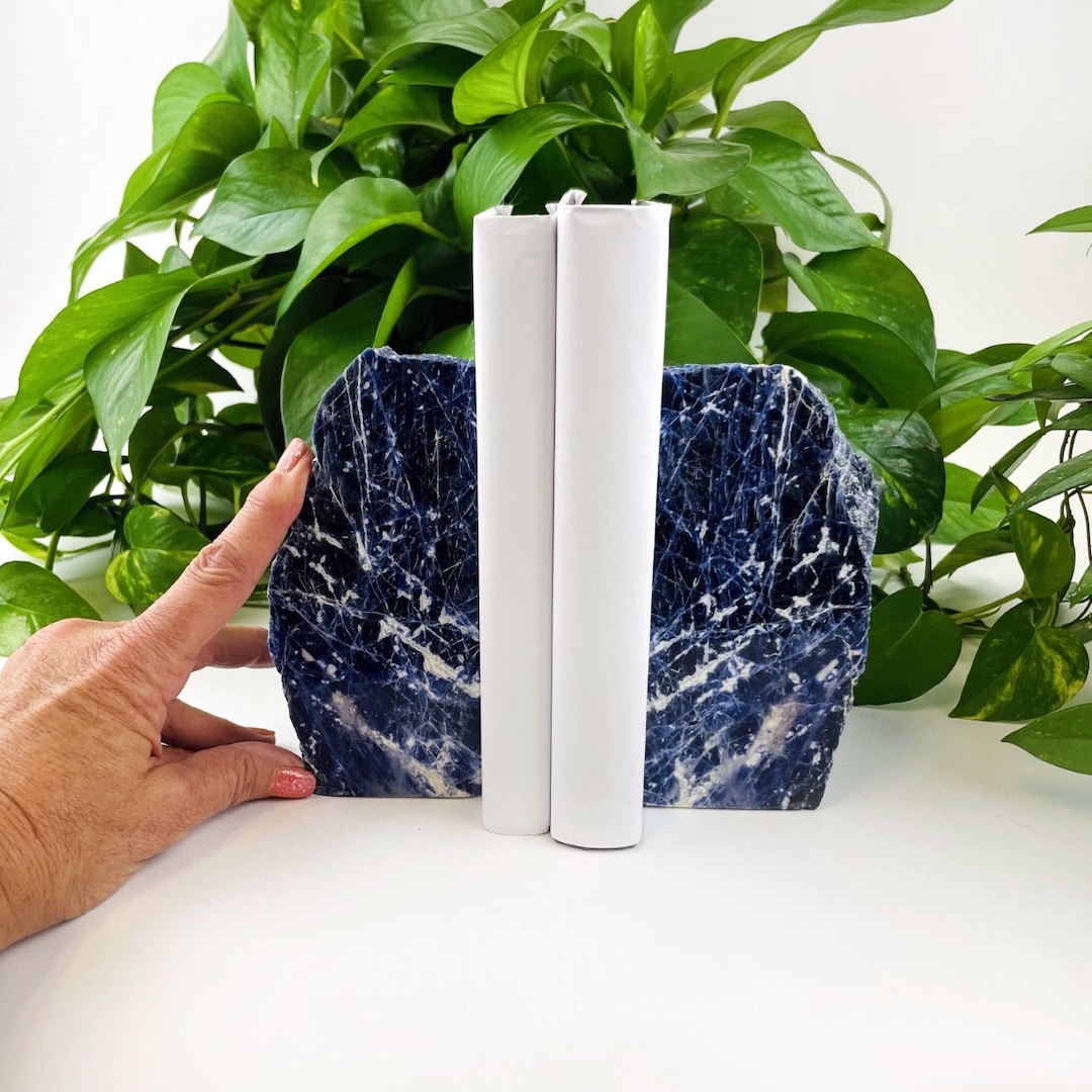 Crystal Bookends - Sodalite Stone Bookend Set Crystal Bookends - Etsy