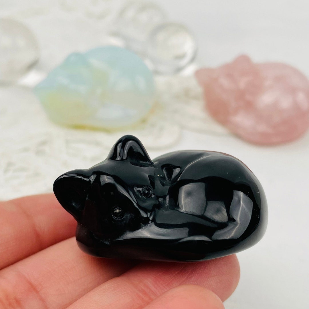 Gemstone Sleeping Cats Crystal Cats Crystal Carving Kittens Cat - Etsy