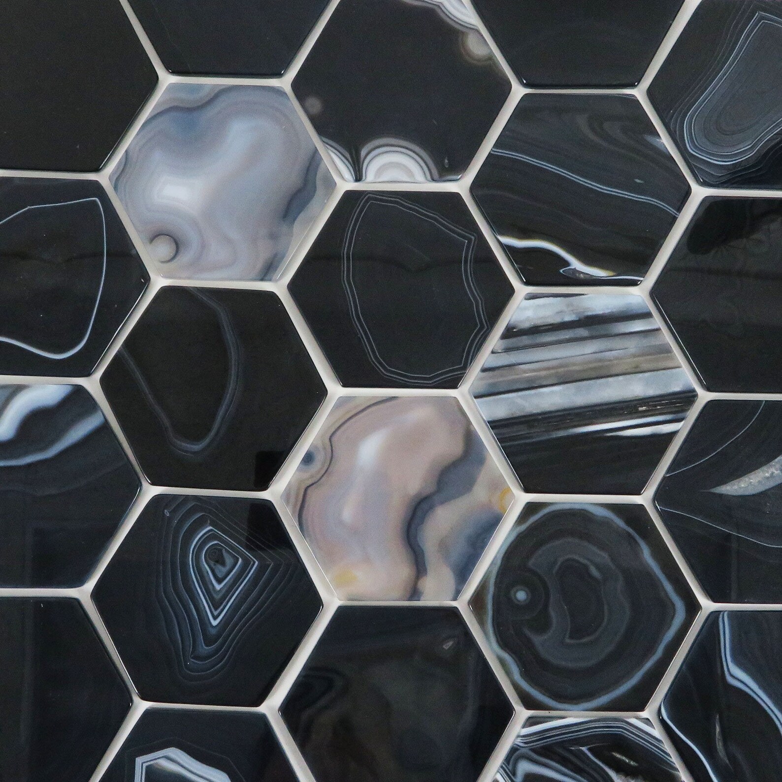 Stone Coasters - Polished Hexagon Agate and Quartz Slice - Home Decor ...