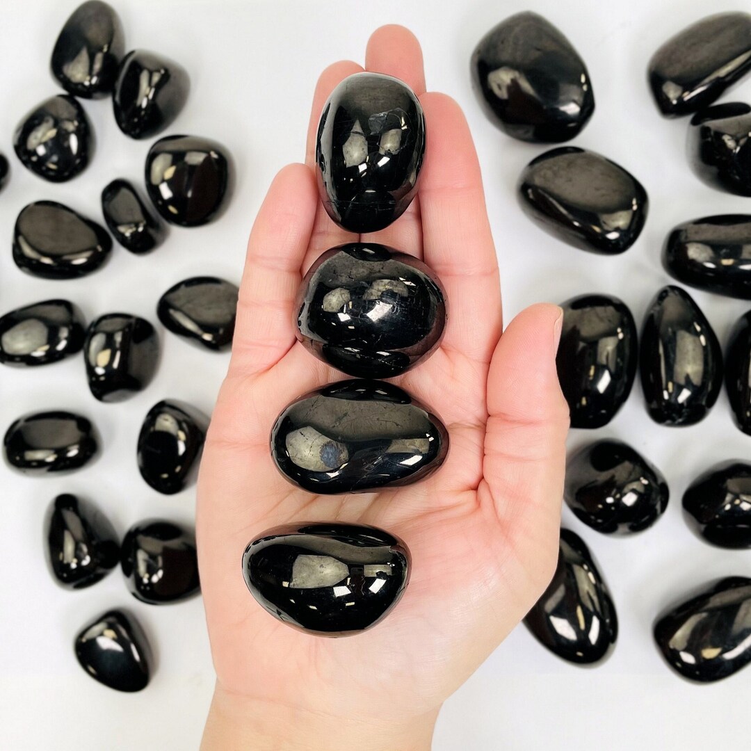 Tumbled Jet Stone - Medium Stone - Choose 1, 5, or 10 Pcs - (UOOAK-S6 ...