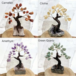 Tumbled Gemstone Tree With Amethyst Crystal Base - You Choose Stone - Etsy