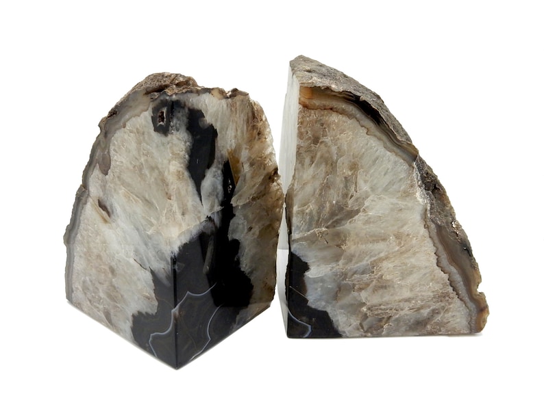 Black Agate Bookend Pair 9 to 12 lb Geode Bookend Home | Etsy
