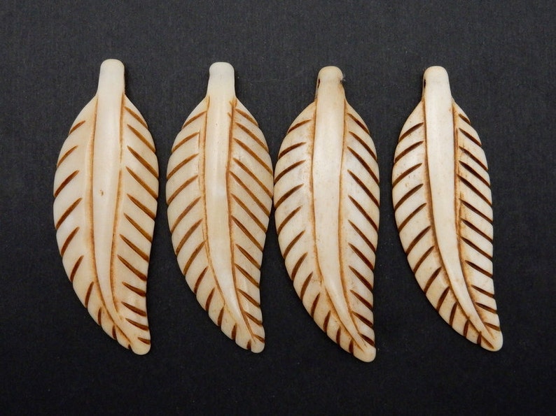Bone Leaf Gorgeous Light Brown Carved Bone Leaf Top Side - Etsy