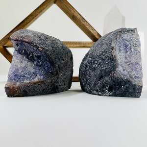 Purple Dyed Agate Crystal Bookends With Druzy - Etsy
