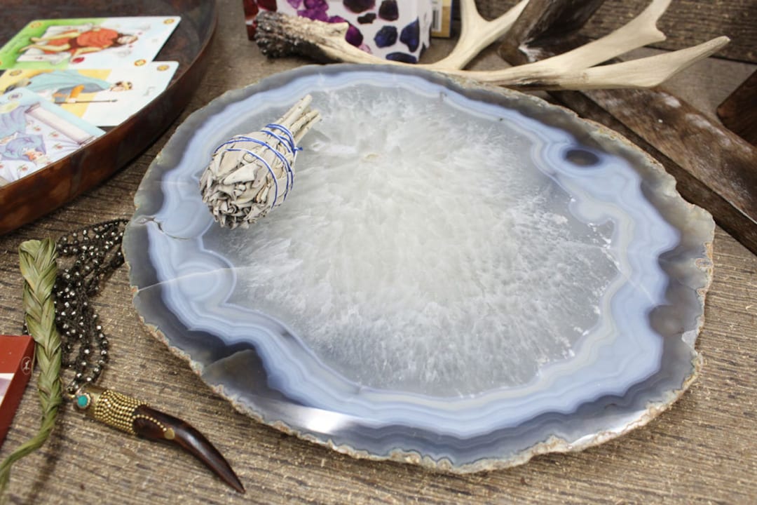 Agate Platter Natural - Large Size - 23 Cm UP - Thick Agate Slab ...