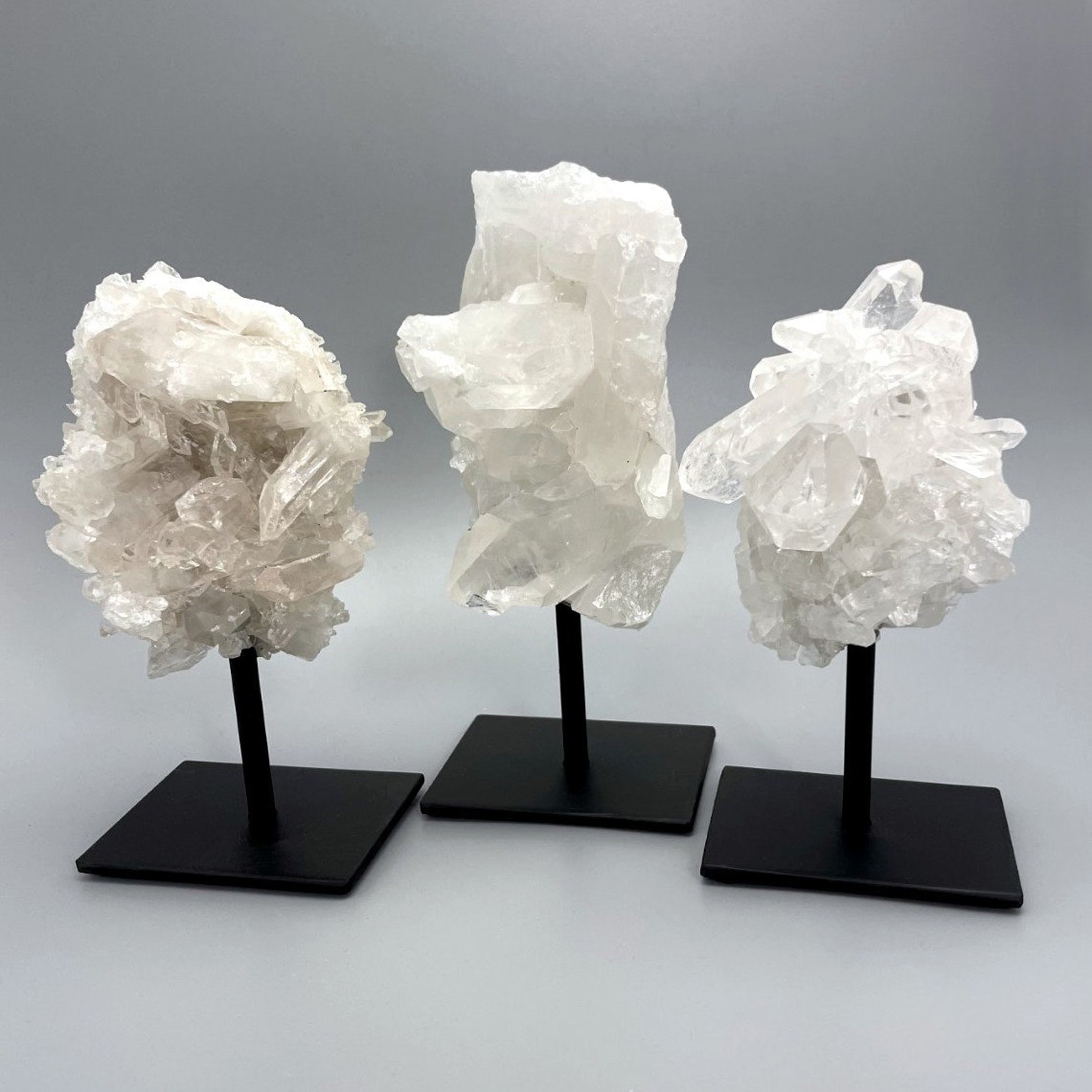 Crystal Quartz Cluster on Metal Stand - Metal Stand (RK3-02) - Etsy
