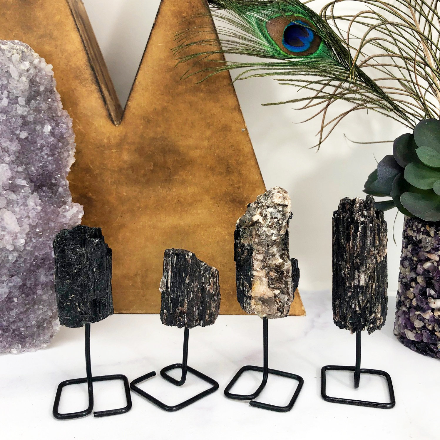 Natural Stone Crystal on Metal Stand Home Decor RK802 | Etsy