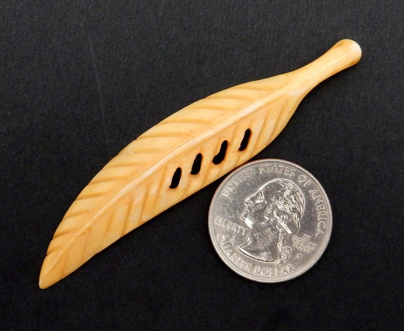 Bone Leaf Beautiful Light Brown Carved Bone Leaf Top Side | Etsy