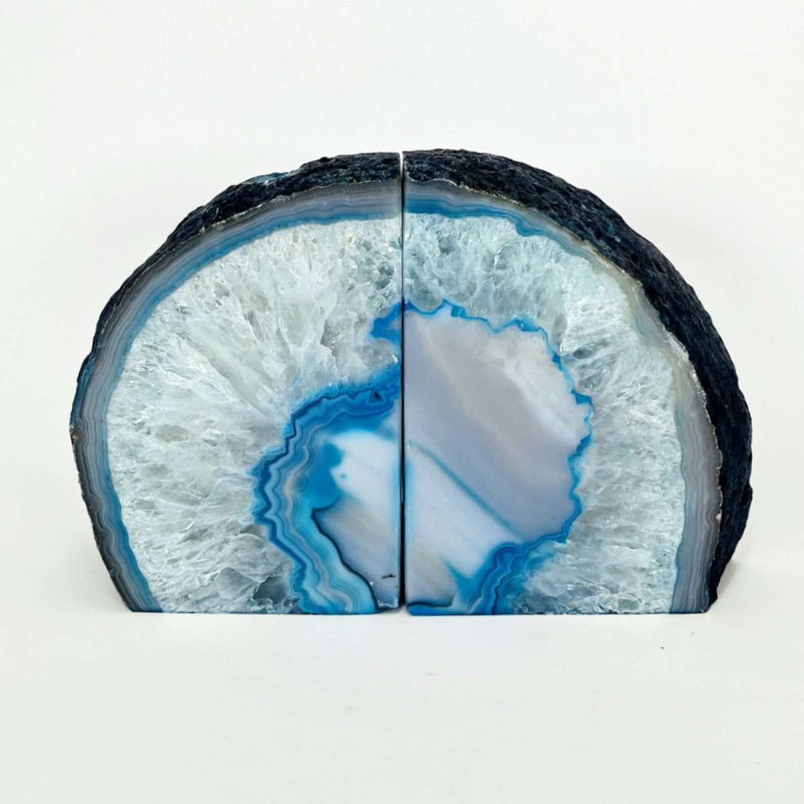 Teal Agate Bookend Pair - 9 to 12 Lb - Geode Bookend - Crystal Home ...