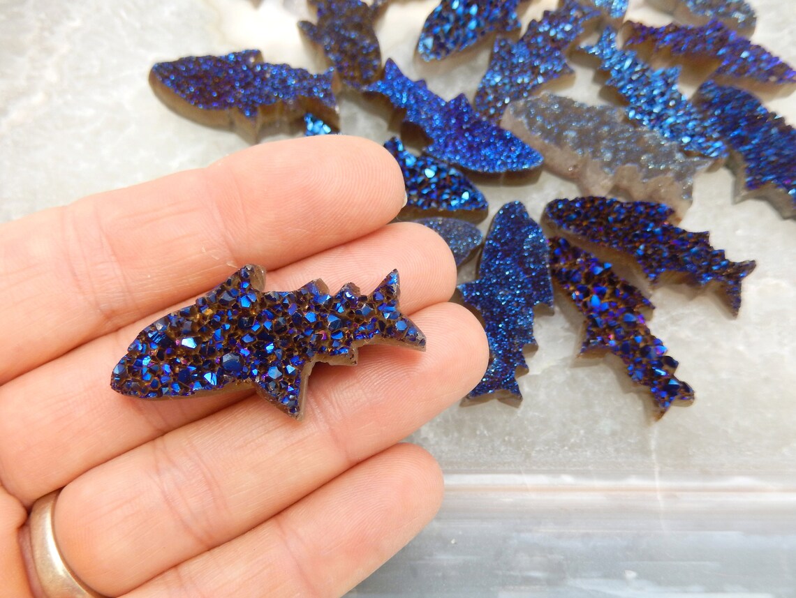 Druzy Shark - Mystic Blue Shark Fish Cluster Cabachon (RK36B7-06) - Etsy