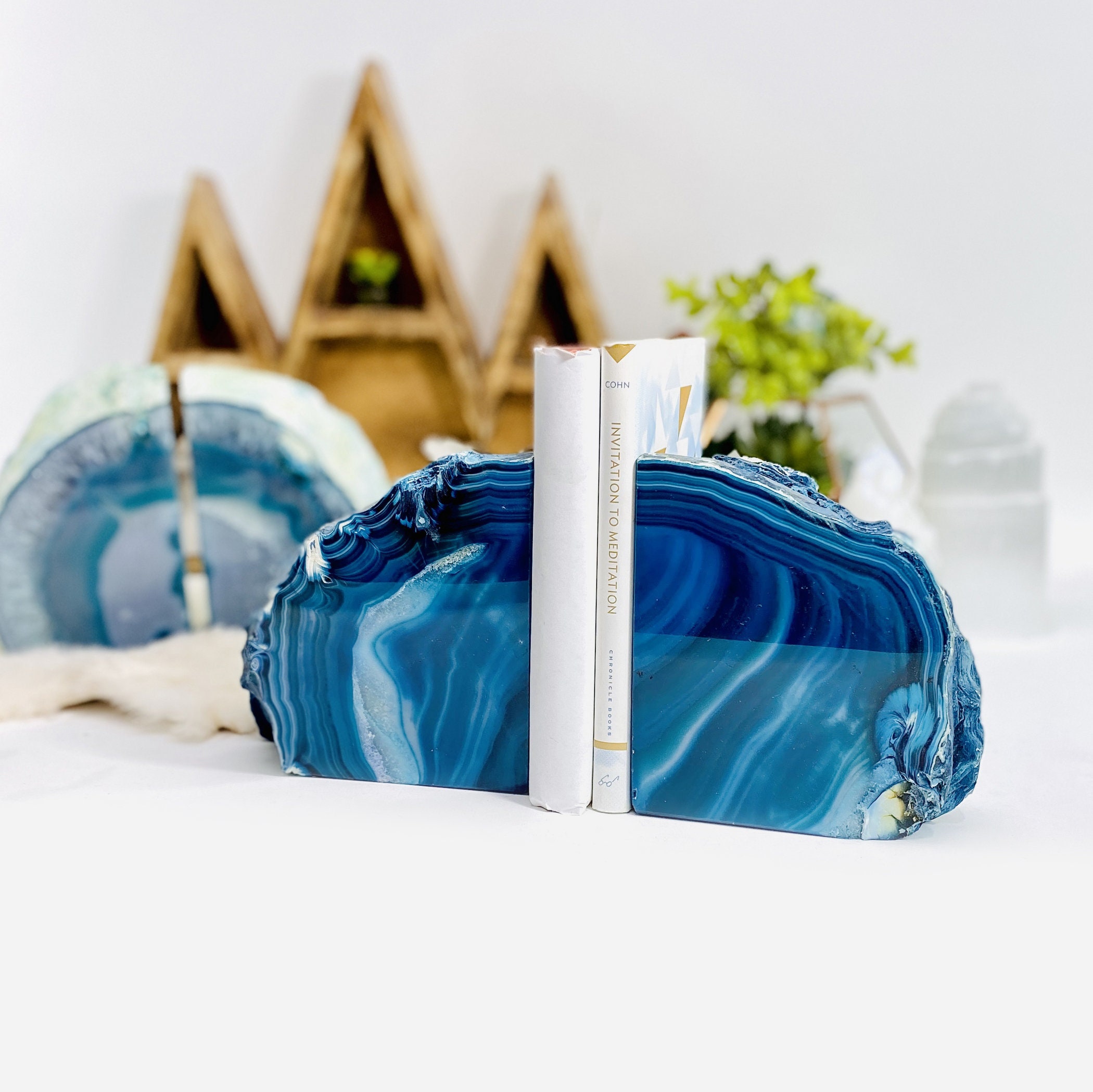 Teal Agate Bookend Pair 9 to 12 Lb Geode Bookend Home | Etsy