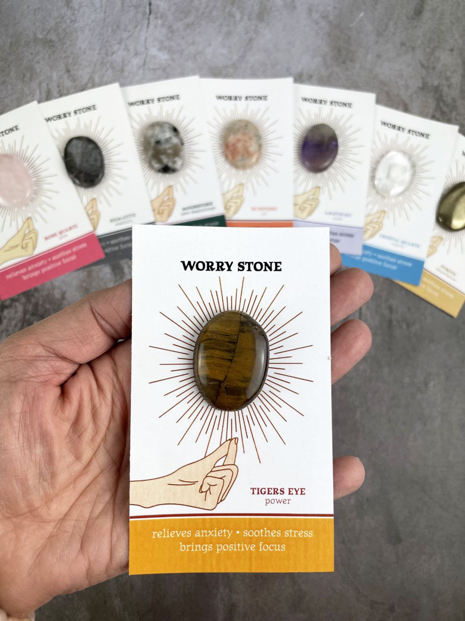Worry Stone Crystal on Card in Protective Sleeve - You Choose the Stone ...