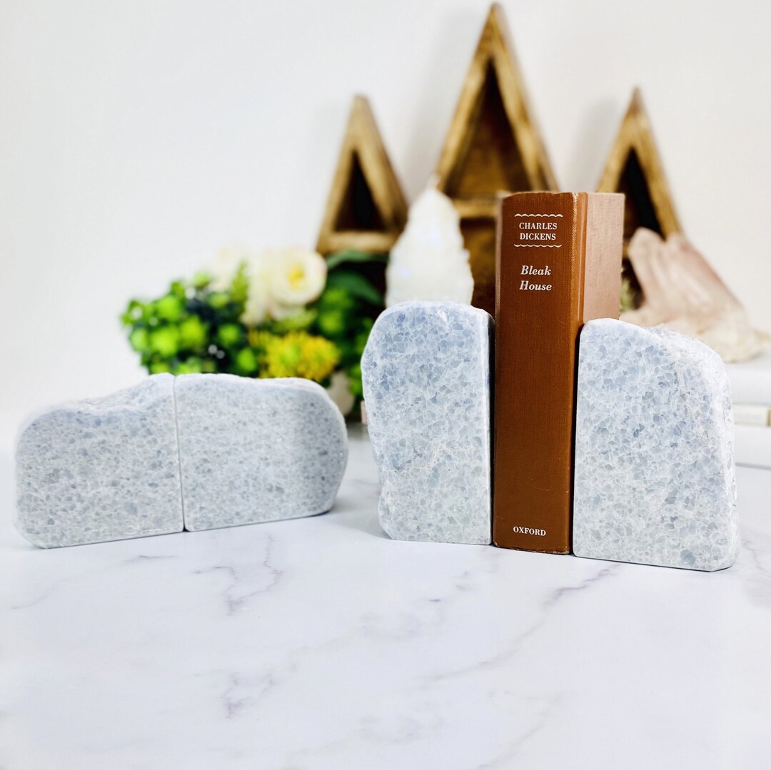 Blue Calcite Crystal Bookend - Home Decor - Crystal Bookends (RK1-36 ...