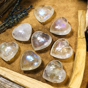 Crystal Quartz Titanium Coated Heart Shaped Stone Angel Aura - Etsy