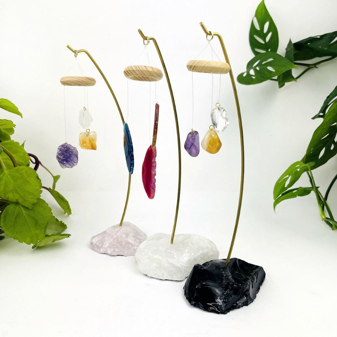 Wind Chimes Desk - Crystal Eye Catcher - Desktop Hanging Gemstones - Etsy