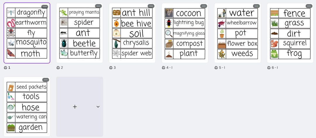 Preschool Word Wall Words- Insects and Garden - Etsy