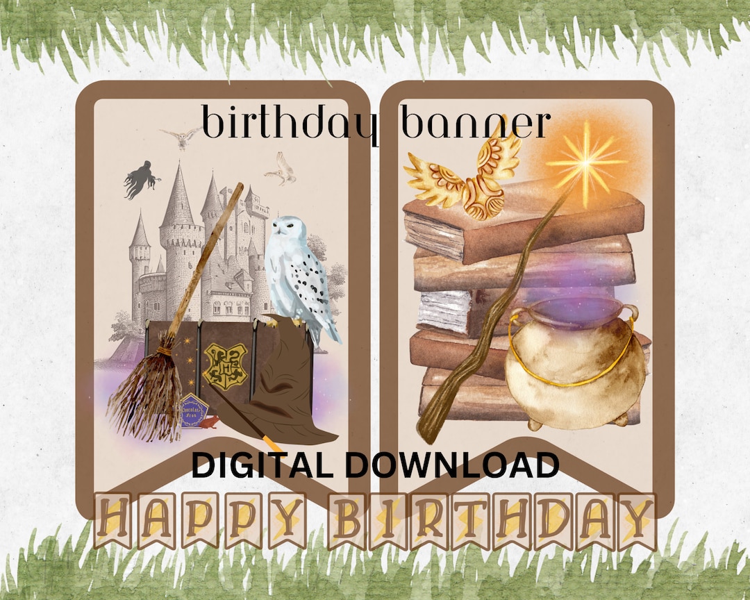 PRINTABLE DIGITAL Happy Birthday Banner, Harry Potter Birthday Banner ...
